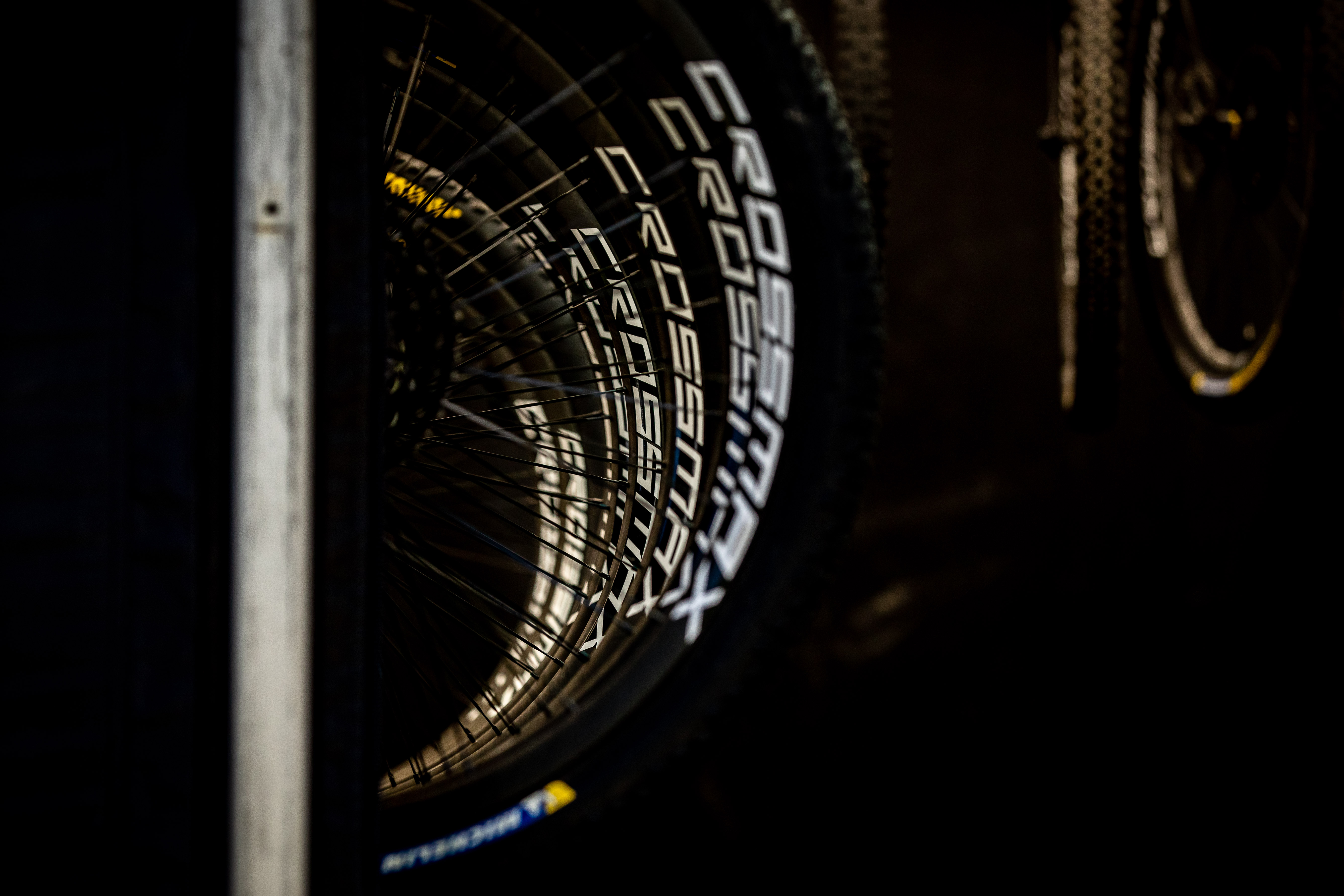 Some laced up crossmax wheels covered with michelin rubber at the Orbea ...