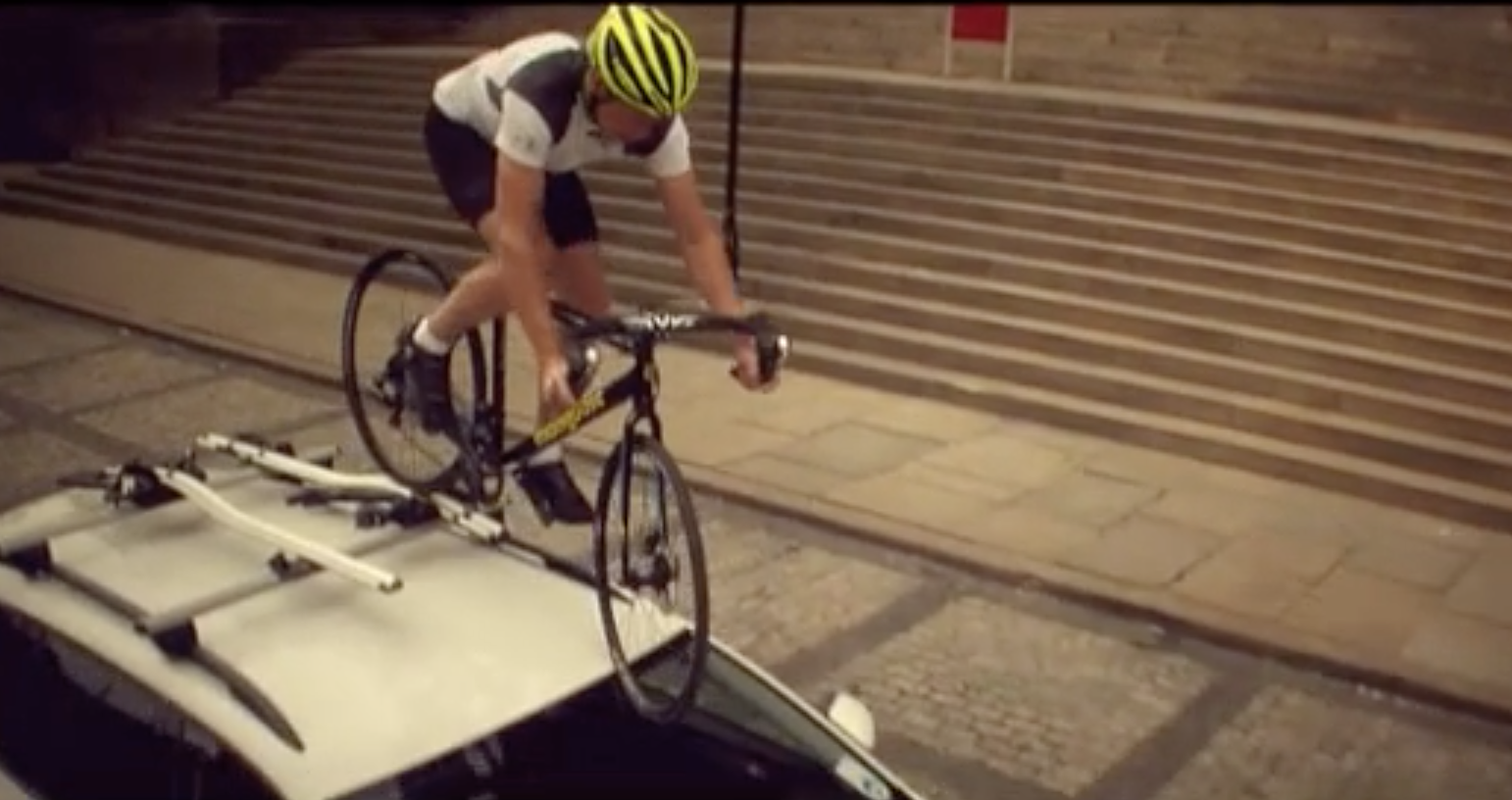 Chris Akrigg Rides a Road Bike Off a Car Roof Rack, Does Some Trials ...